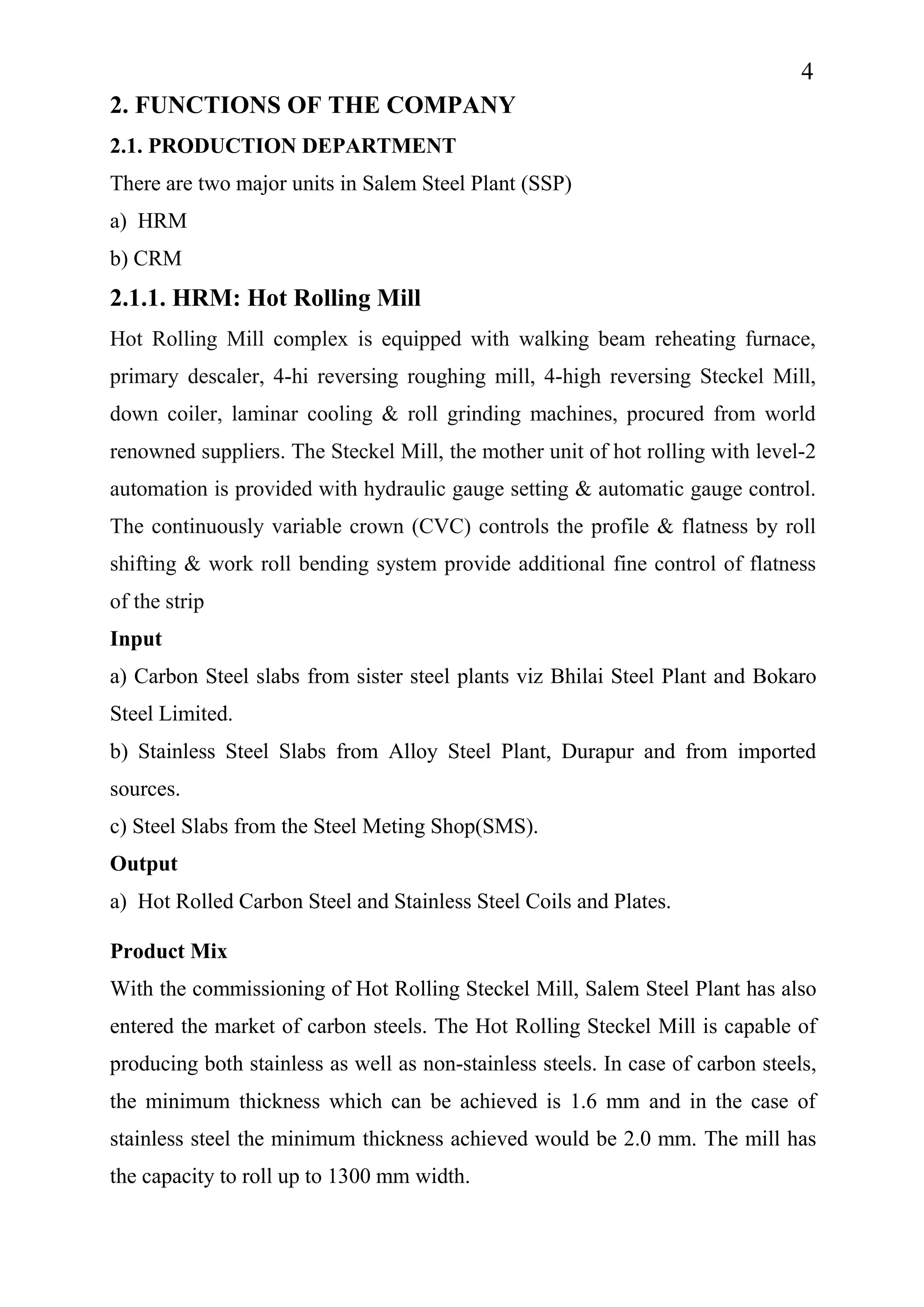 Salem Steel Plant Industrial Training Report | PDF