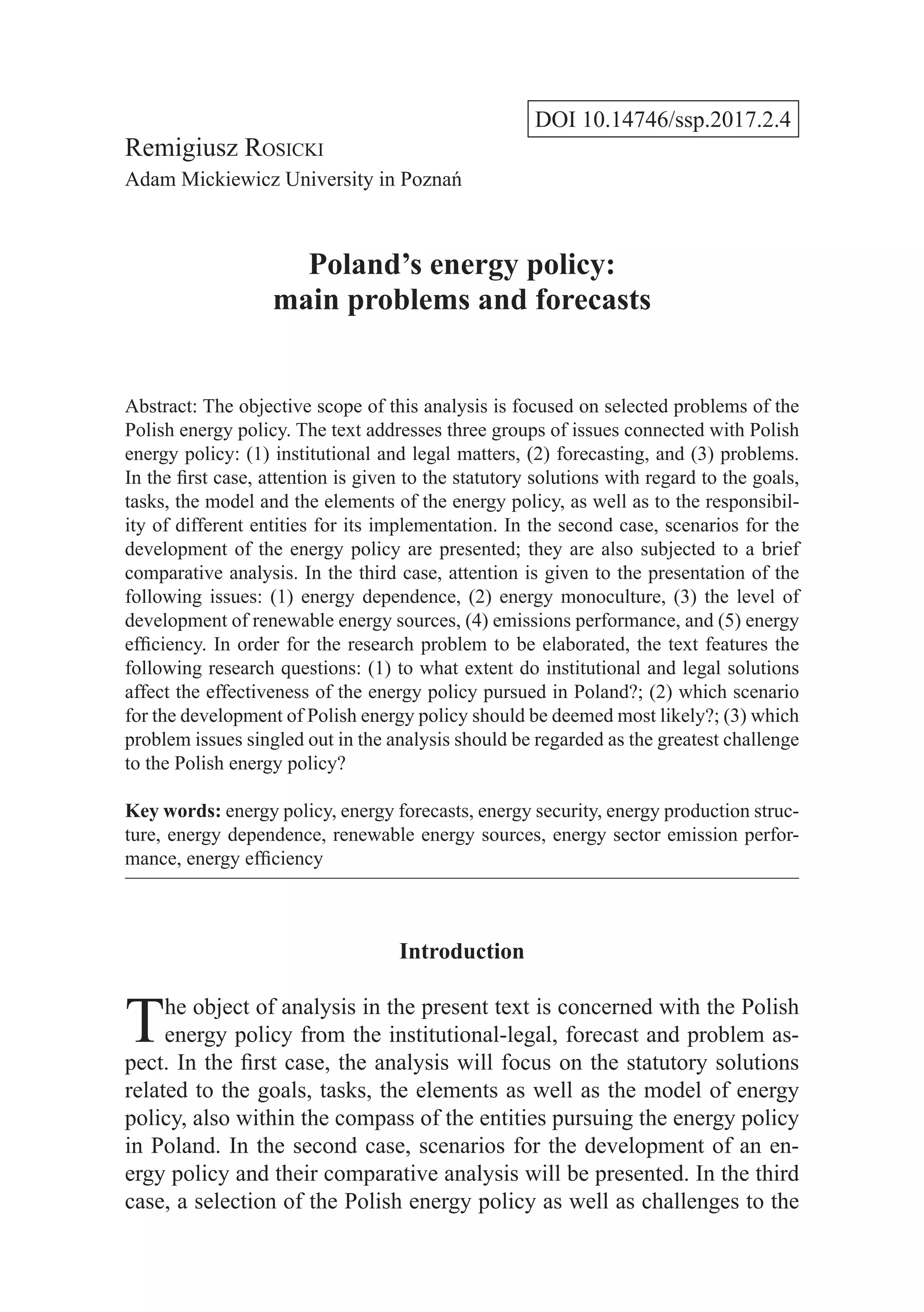 Poland’s energy policy: main problems and forecasts | PDF