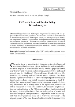 ENP as an External Border Policy: Textual Analysis | PDF