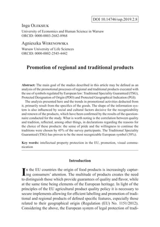 Promotion of regional and traditional products | PDF