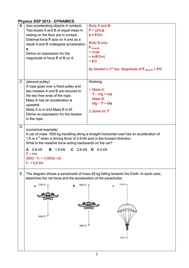 JC A Level H2 Physics Dynamics Notes | PDF