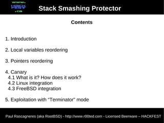 Stack Smashing Protector (Paul Rascagneres) | PPT