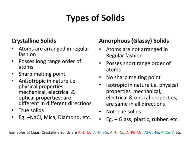 Crystalline, Glassy Solids and Liquid Crystal