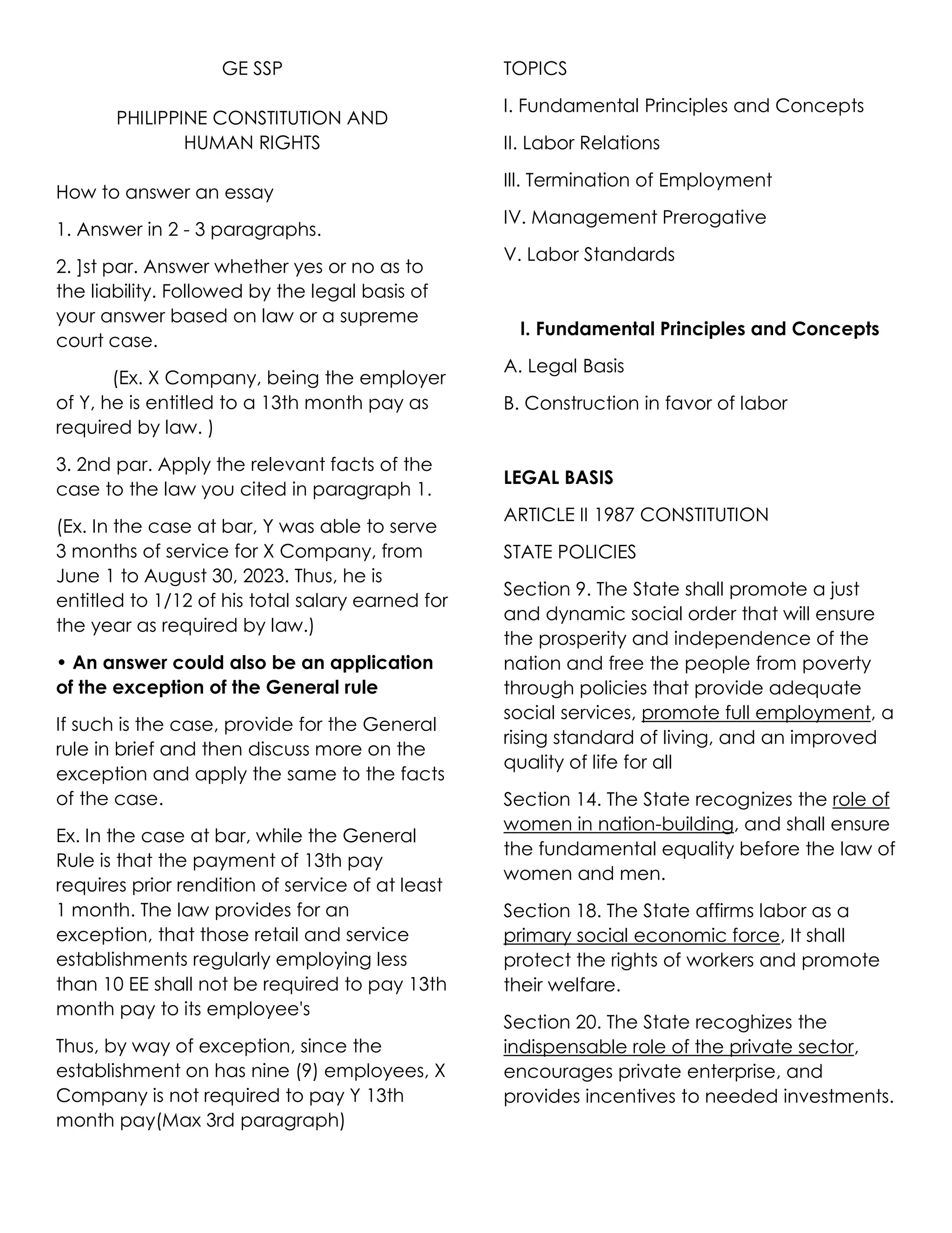 GE SSP - Labor Law Part One - Philippines | PDF