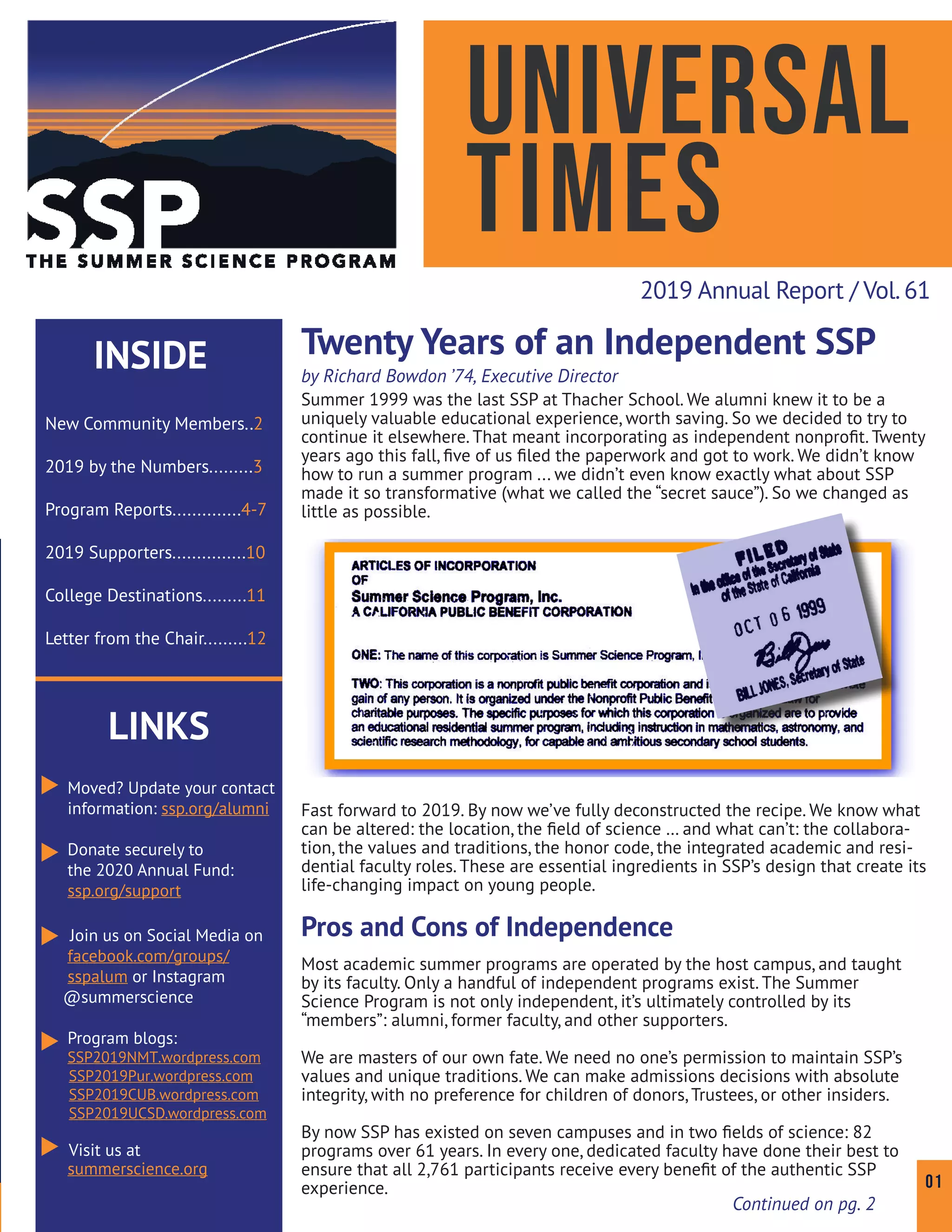SSP 2019 Universal Times Annual Report | PDF