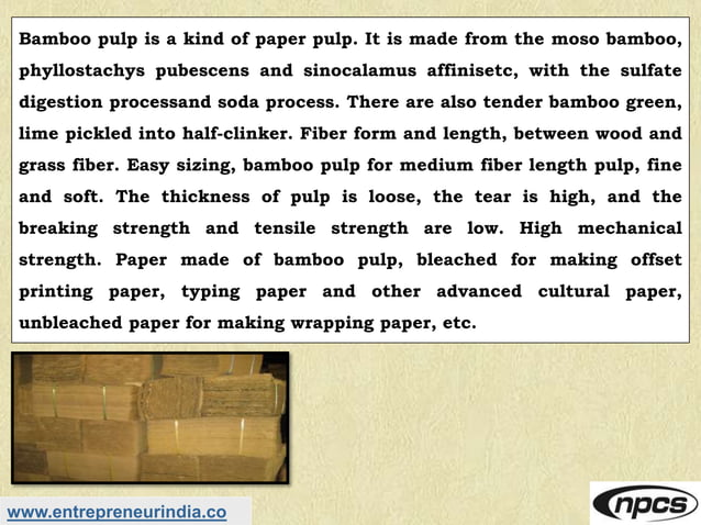Paper, Pulp and Paperboard Production from Bamboo | PPTX | Woodworking ...