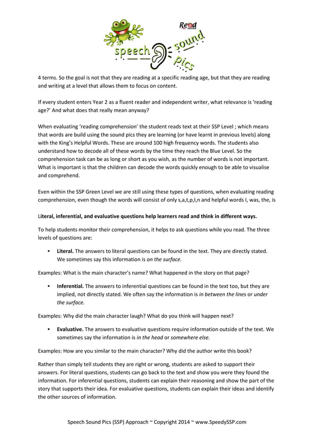 SSP Approach - Assessing Reading Comprehension - BURT Reading Test | PDF