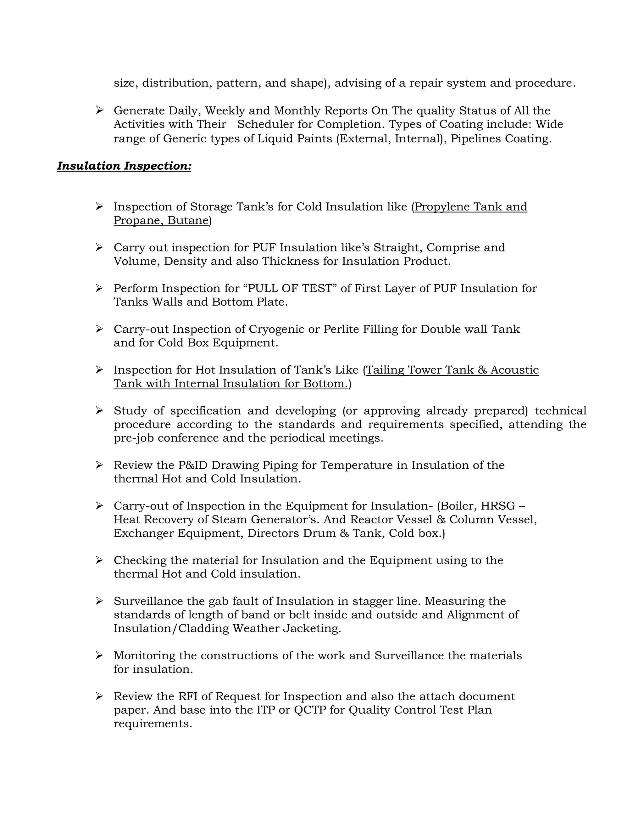 RESUME OF QAQC INSPECTOR COATING/PAINTING AND INSULATION | PDF