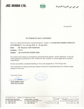 RESUME OF QAQC INSPECTOR COATING/PAINTING AND INSULATION | PDF