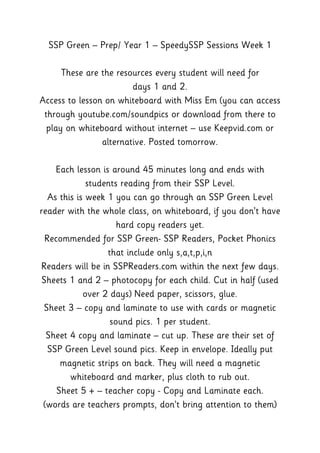 SSP Green Code Level - Week 1 Resources - Term 2 | PDF | Education