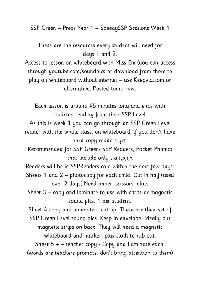 SSP Green Code Level - Week 1 Resources - Term 2 | PDF | Education