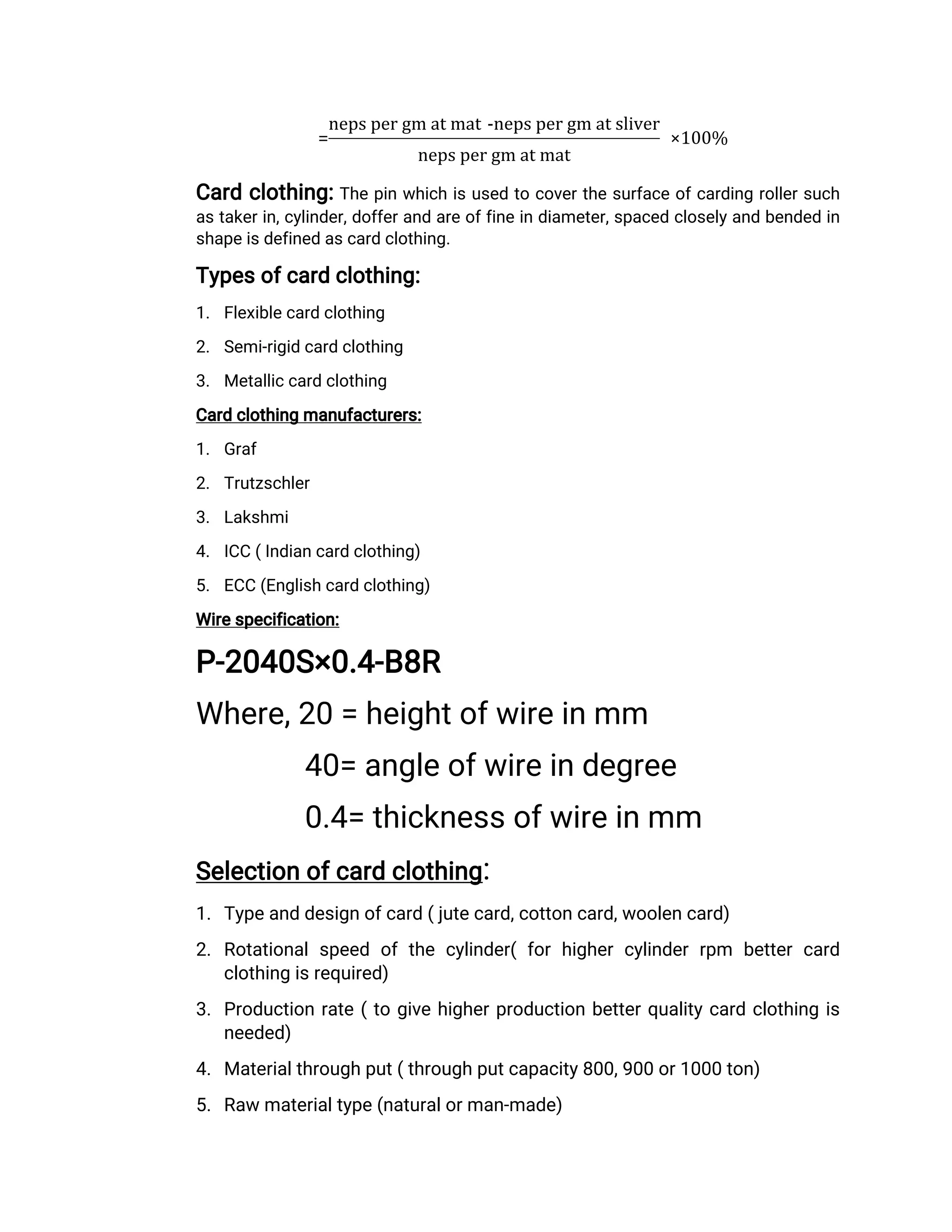 Spinning carding | PDF