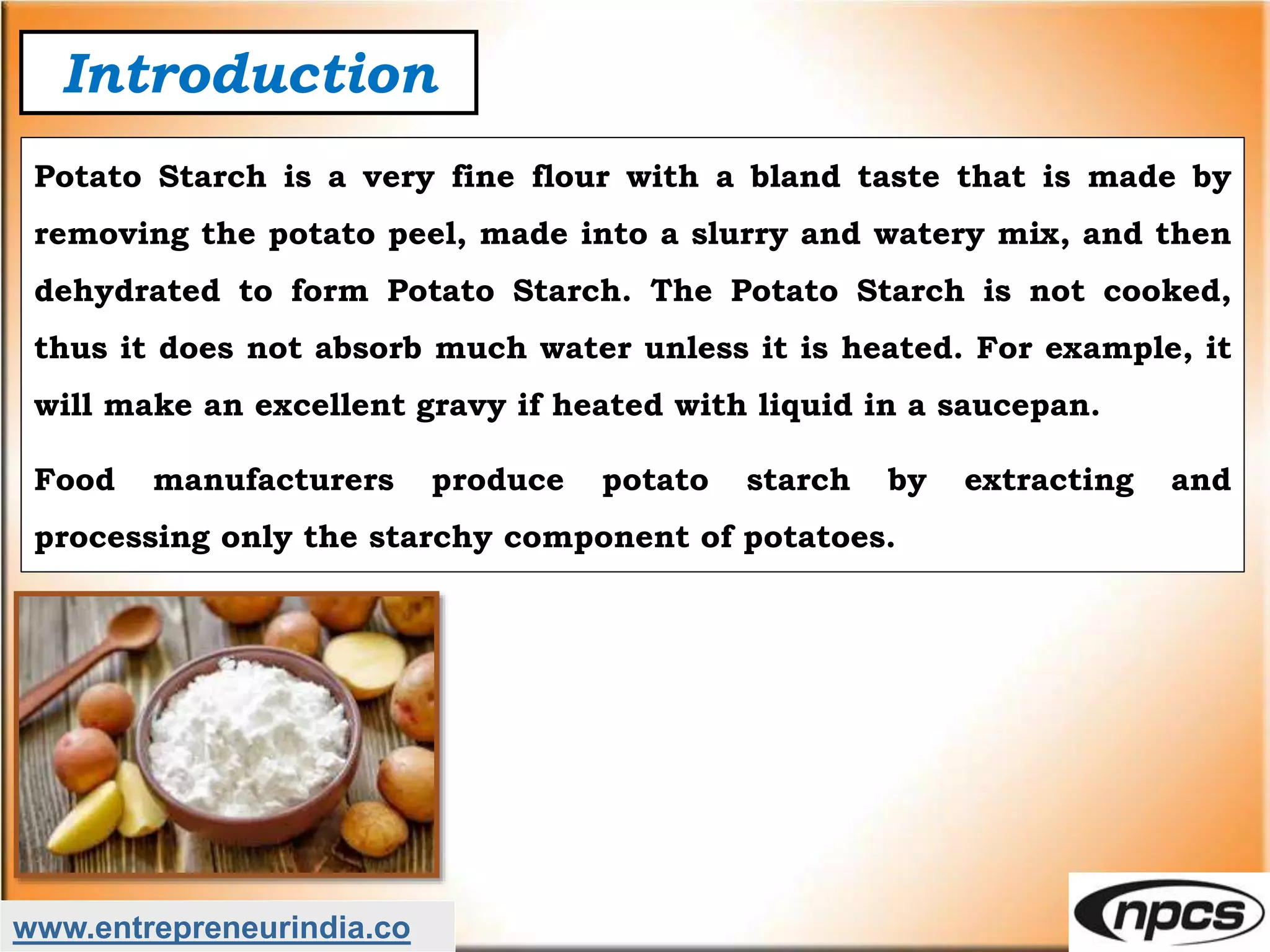 Potato Starch Production. Extraction of Starch from Potato | PPTX