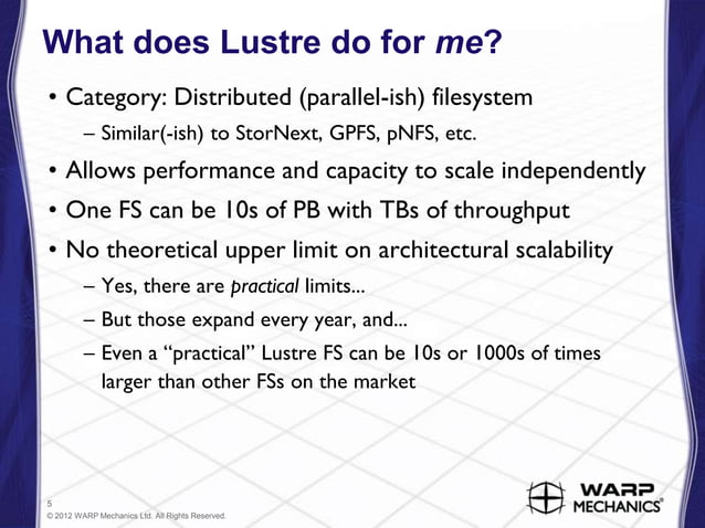Lustre+ZFS:Reliable/Scalable Storage | PPT