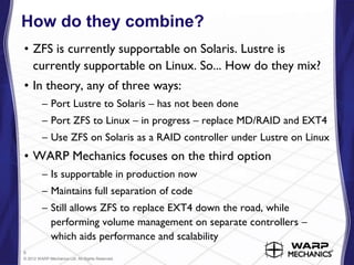 Lustre+ZFS:Reliable/Scalable Storage | PPT