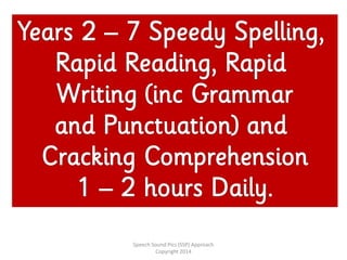 SSP Primary Classroom Planning - Reading, Writing and Spelling. Wiring ...