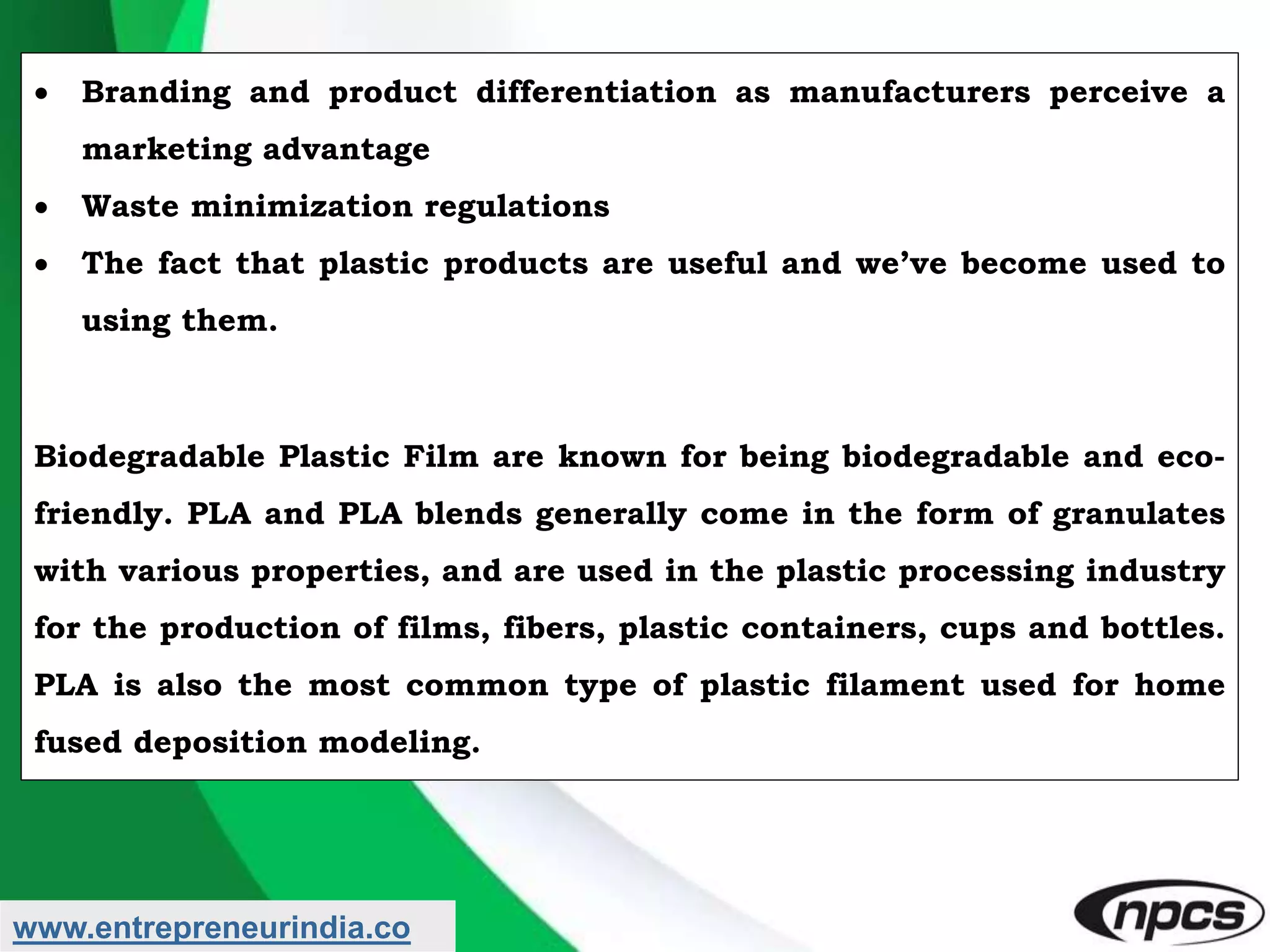 Production of Bioplastic Film using Biodegradable Resin, PLA ...