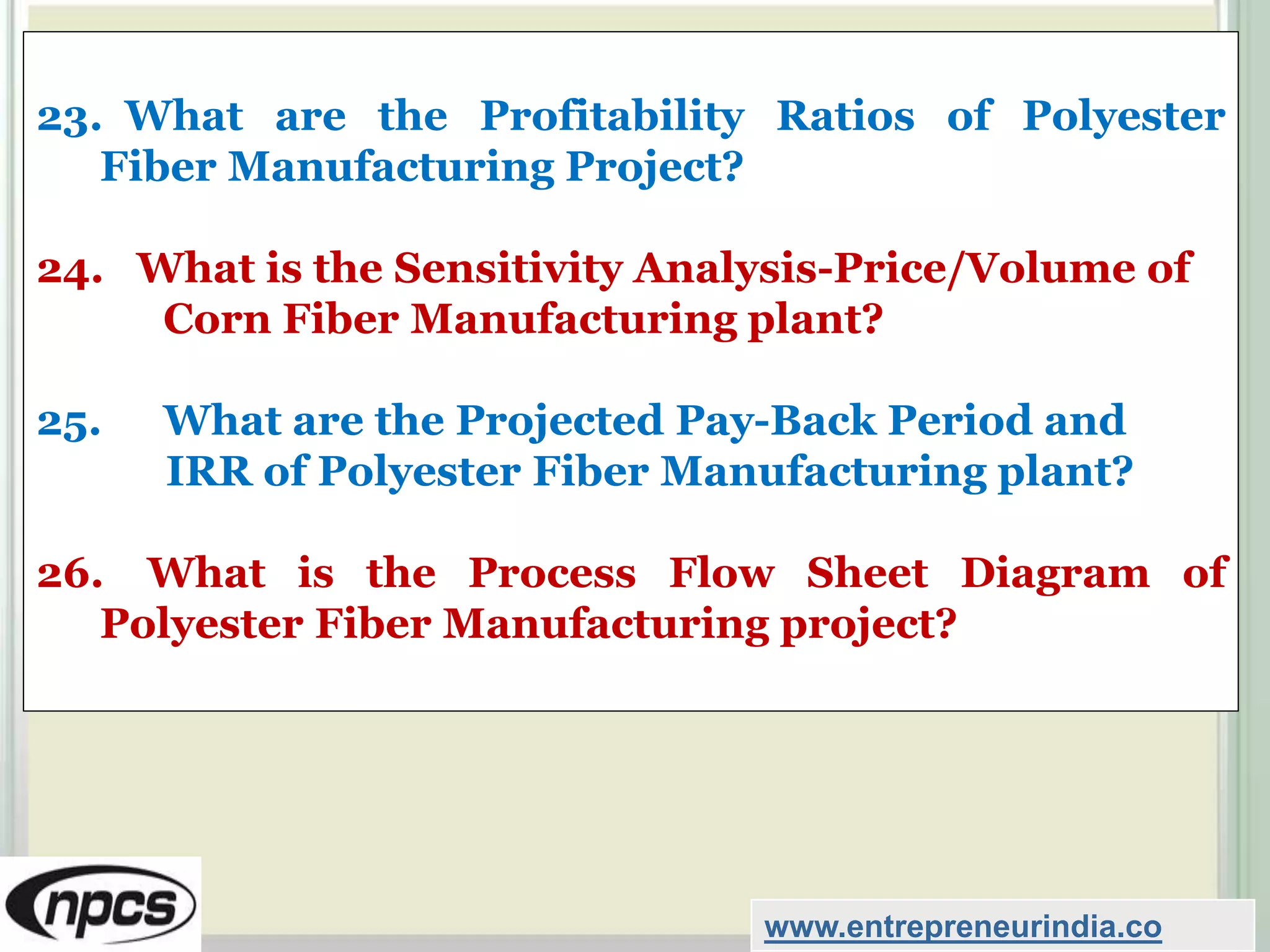 Production of Polyester Fiber from Corn/Starch | PPT