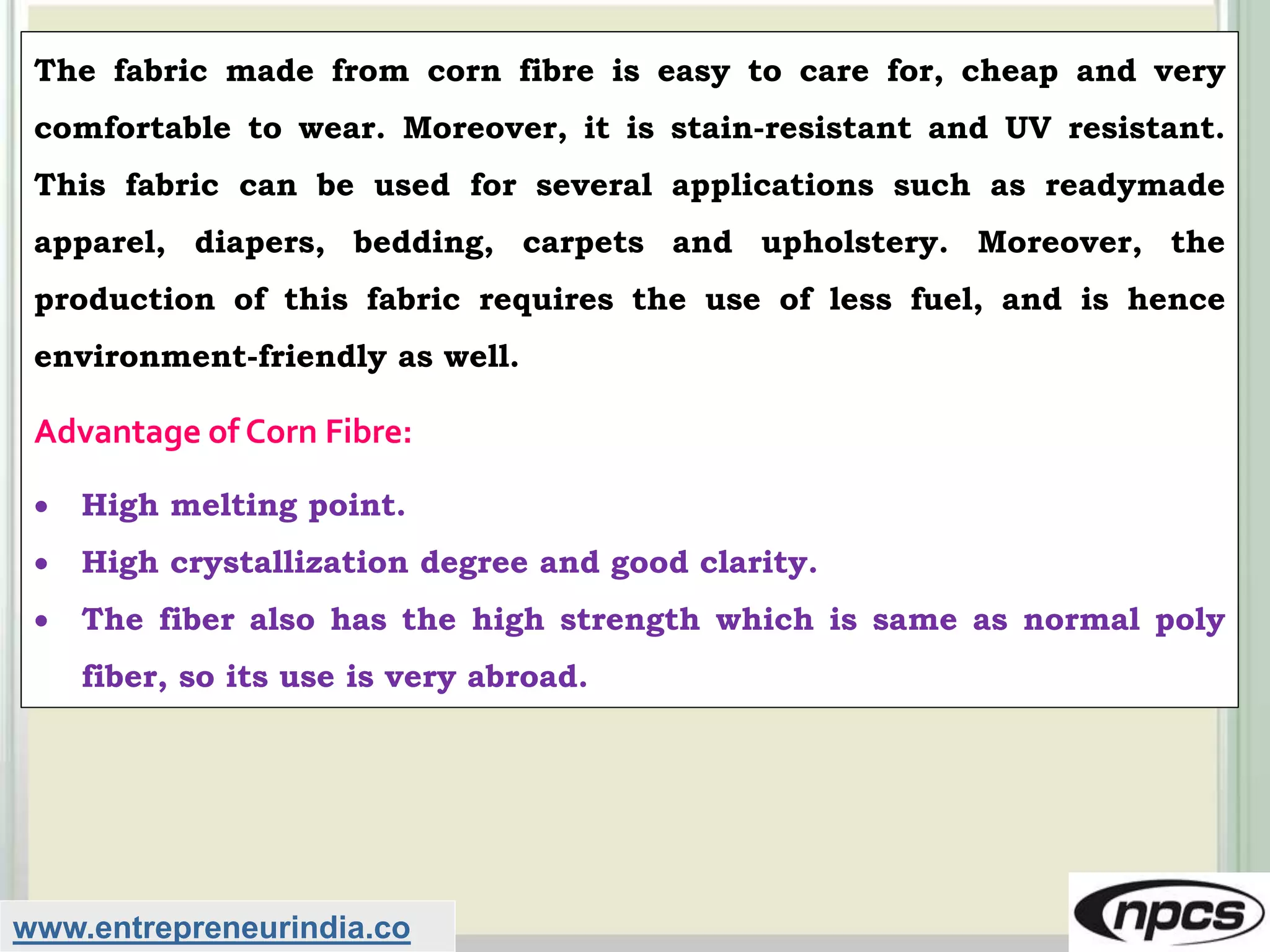 Production of Polyester Fiber from Corn/Starch | PPT
