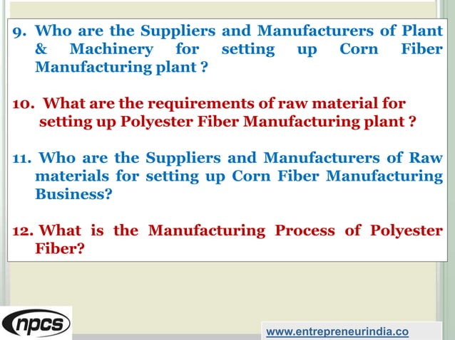 Production of Polyester Fiber from Corn/Starch | PPT