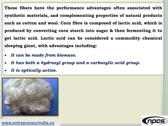 Production of Polyester Fiber from Corn/Starch | PPT