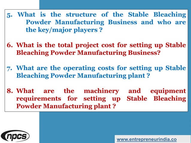 Production of Stable Bleaching Powder | PPTX | Business Accounting & Finance | Business