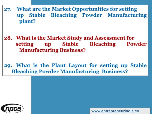 Production of Stable Bleaching Powder | PPTX | Business Accounting & Finance | Business