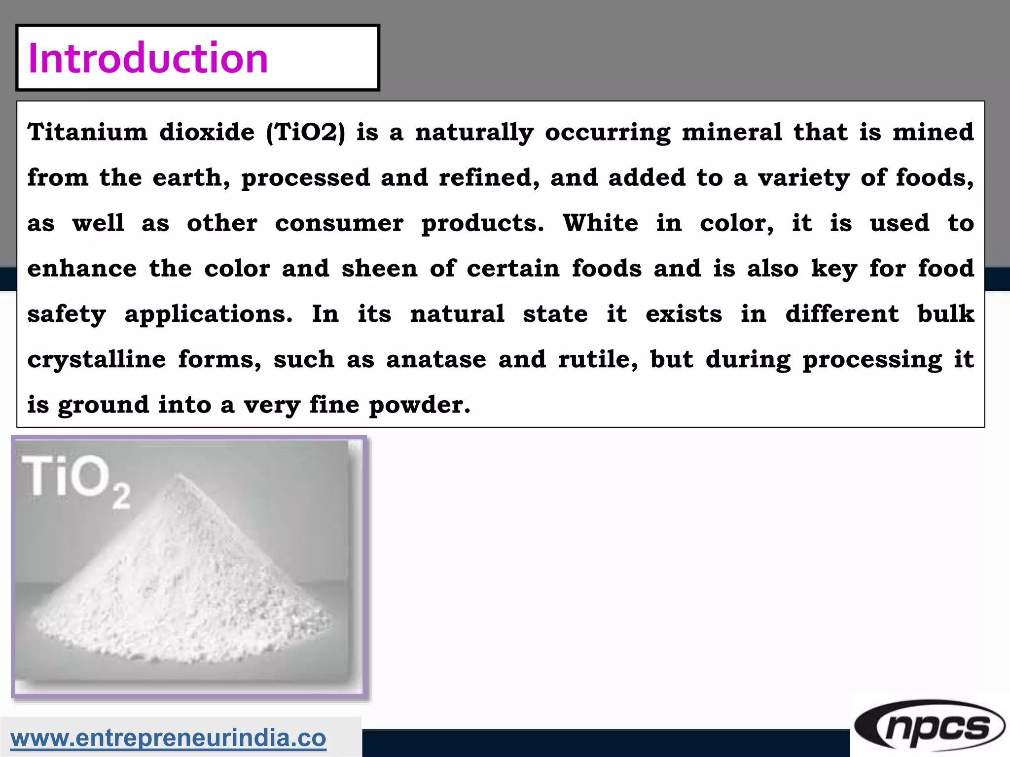 Production of Titanium Dioxide (TiO2) | PPTX