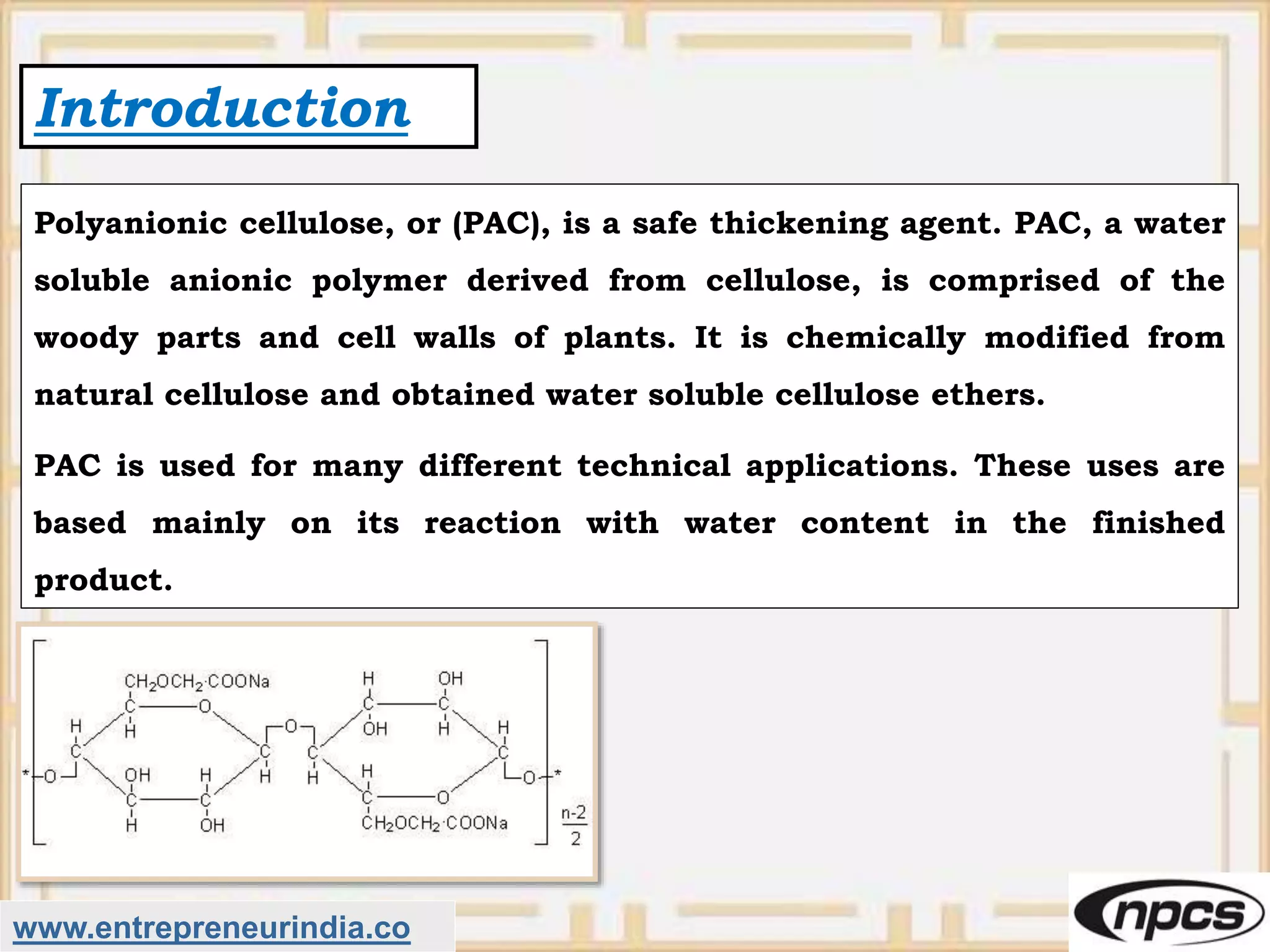 Profitable Project Investment Opportunity in Production of Polyanionic ...