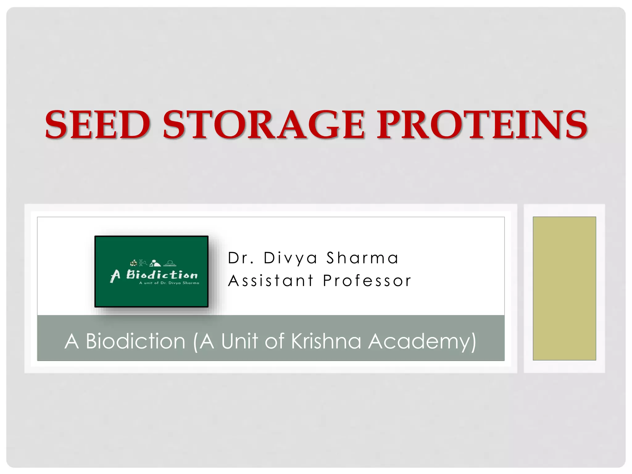 Seed Storage Proteins in Plants | PDF