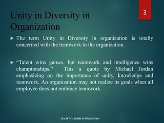 UNITY IN DIVERSITY- A NEW APPROACH TO TEAM PERFORMANCE | PPTX