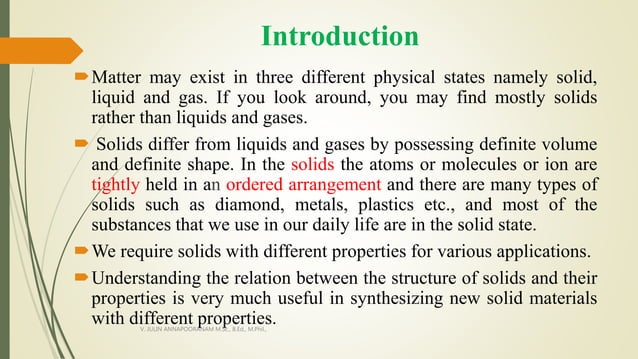 CRYSTAL STRUCTURE AND ITS TYPES-SOLID STATE PHYSICS | PPTX | Chemistry ...