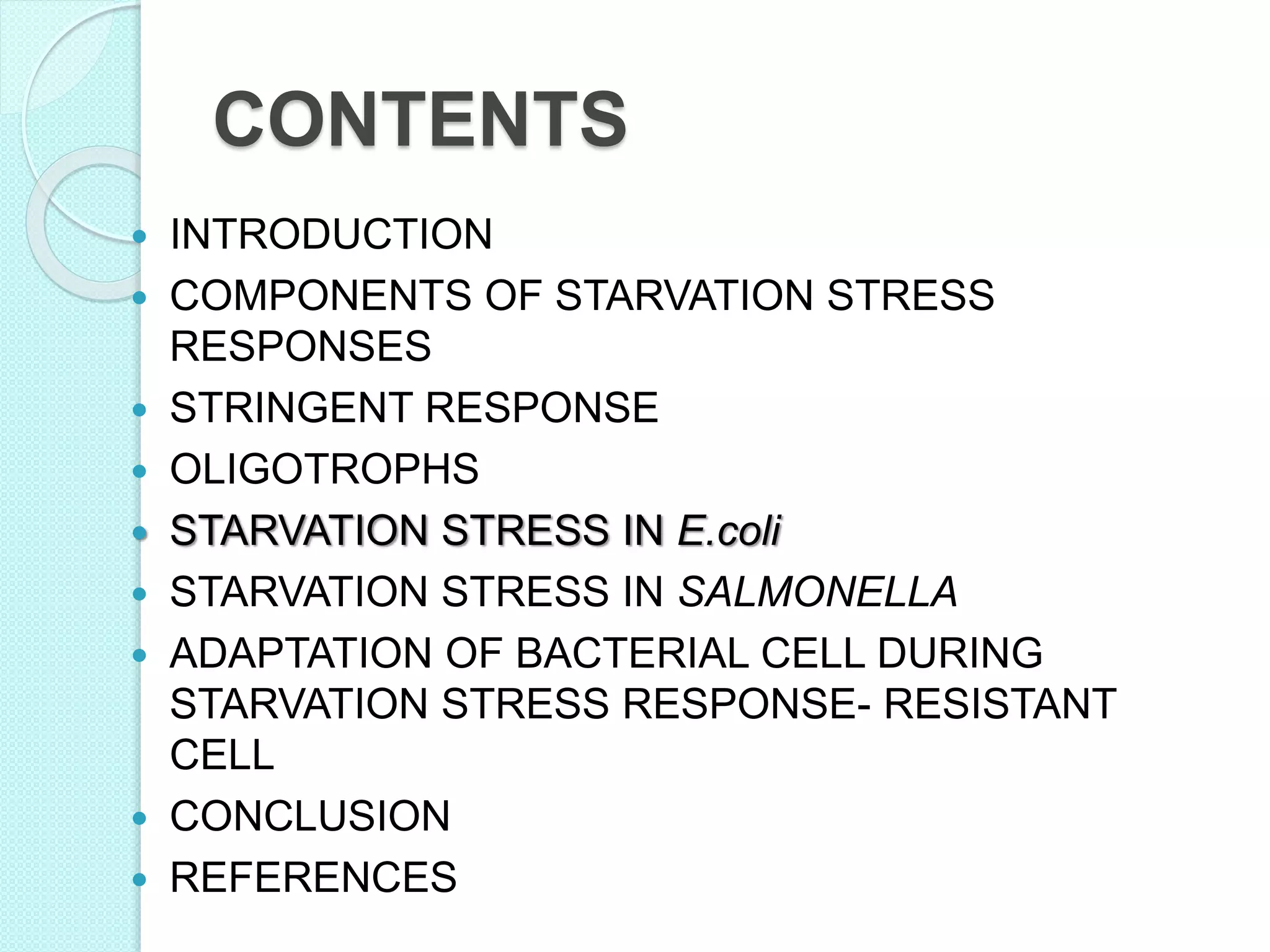 Starvation Stress Response (Bacterial) | PPTX