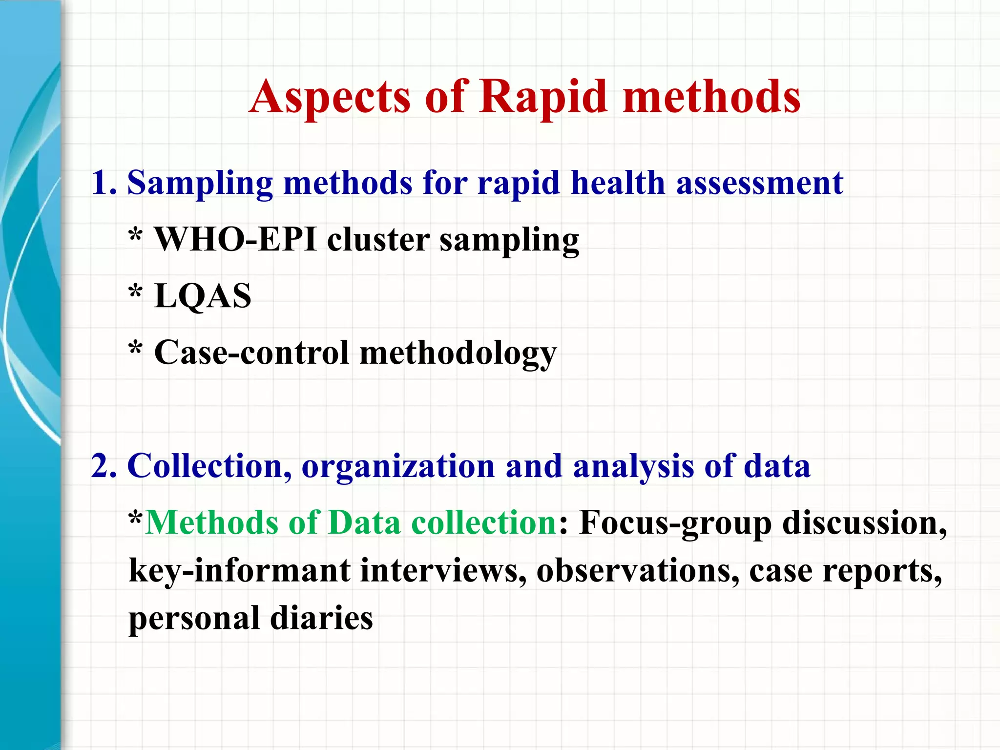 Rapid Epidemiological Methods | PPT