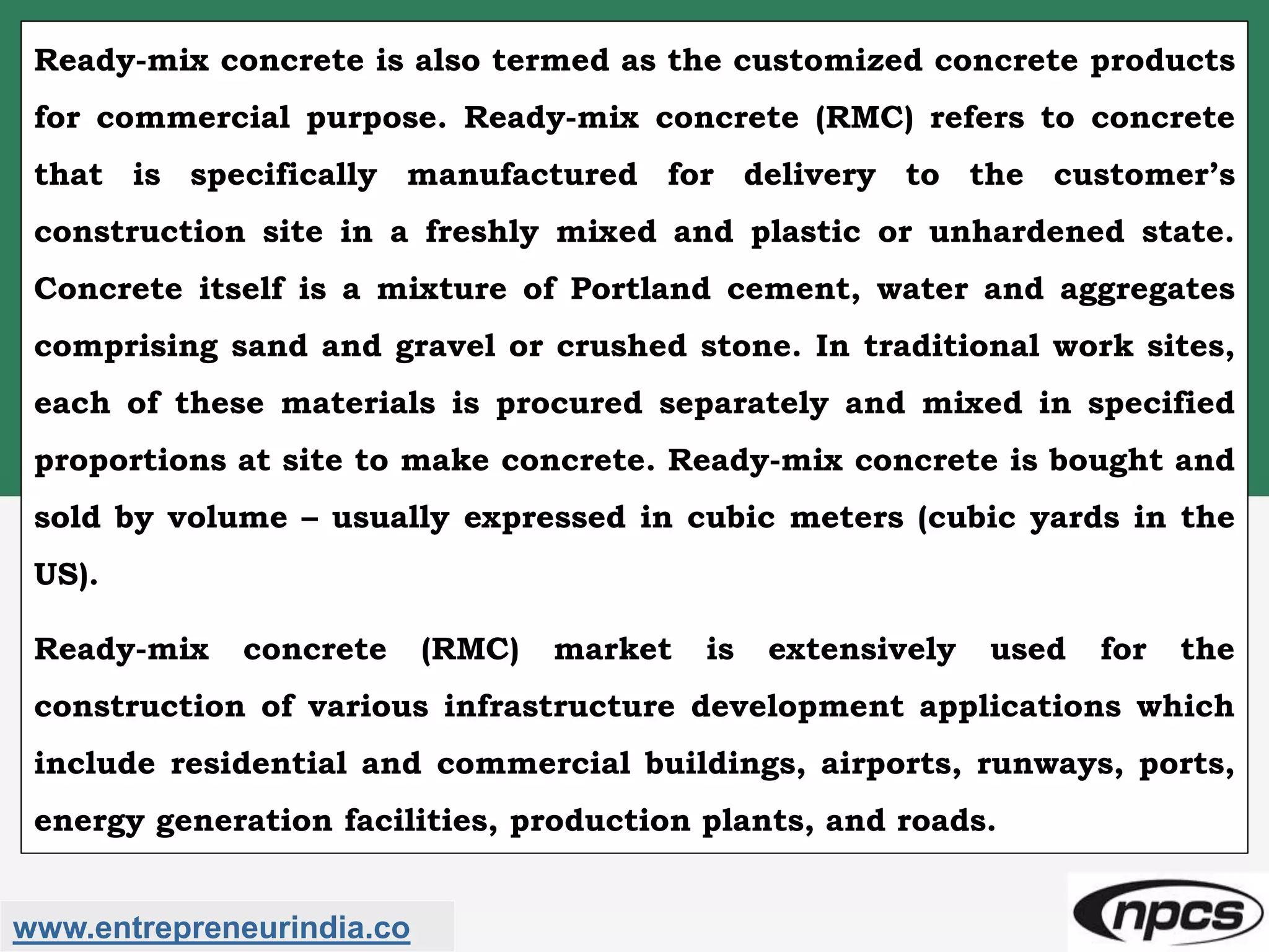 Ready Mixed Concrete. RMC Production | PPTX