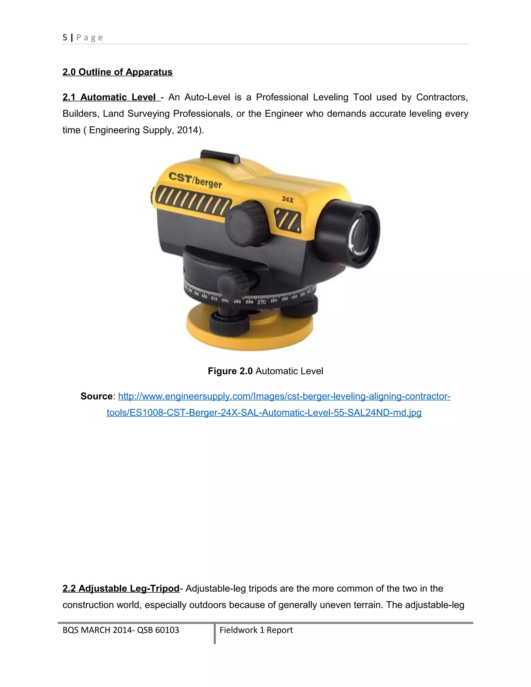 Site Surveying Report 1 (Levelling) | DOC