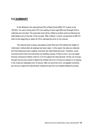 Ss report 1 ----levelling eport | DOCX | Geology | Science