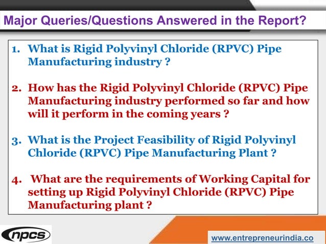 Rigid Polyvinyl Chloride (RPVC) Pipe Manufacturing Industry | PPTX