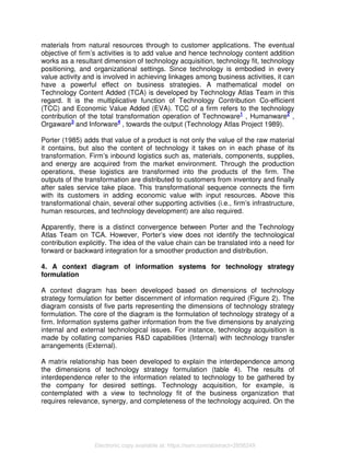 Modeling Information Systems for Technology Strategy Formulation | PDF