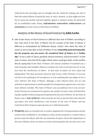 Summary of Social Contract Theory by Hobbes, Locke and Rousseau | PDF | Law