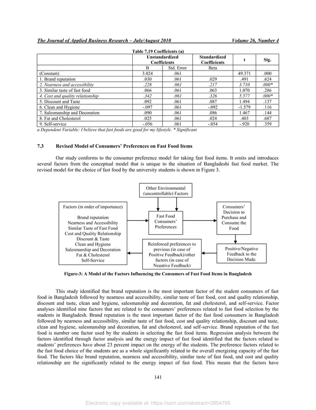 Factors Affecting Consumers’ Preferences on Fast Food Items in Bangladesh | PDF | Food Industry ...
