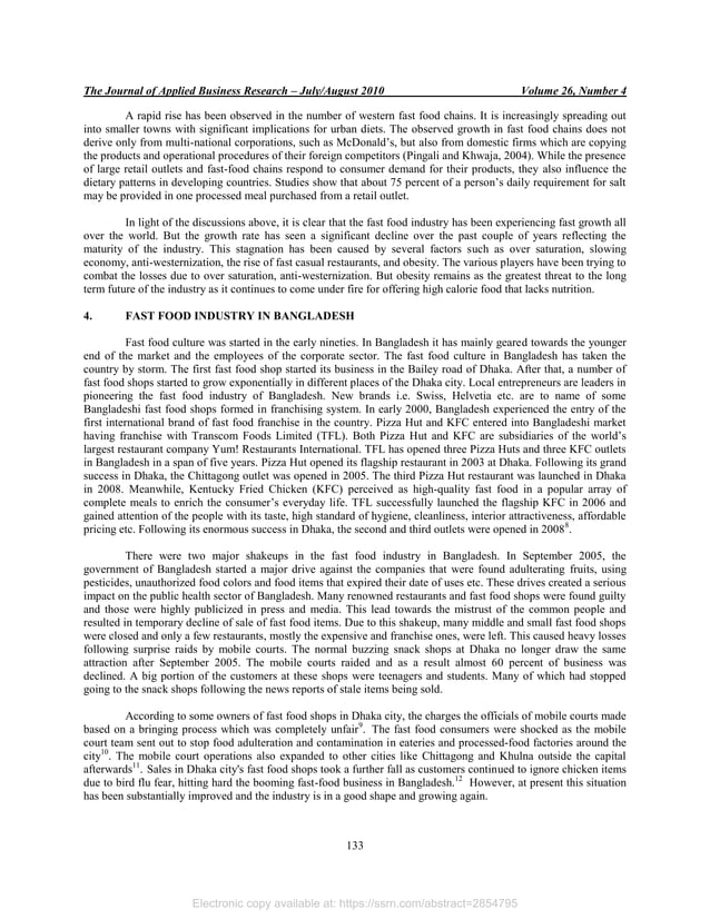 Factors Affecting Consumers’ Preferences on Fast Food Items in Bangladesh | PDF | Food Industry ...