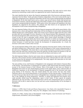 Micro Credit and Rural Women Entrepreneurship Development in Bangladesh ...
