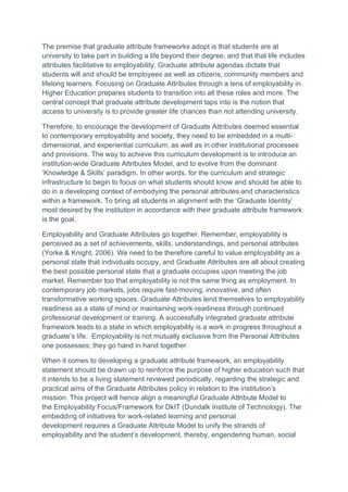 Developing a Graduate Attribute Framework in Higher Education - Focus ...