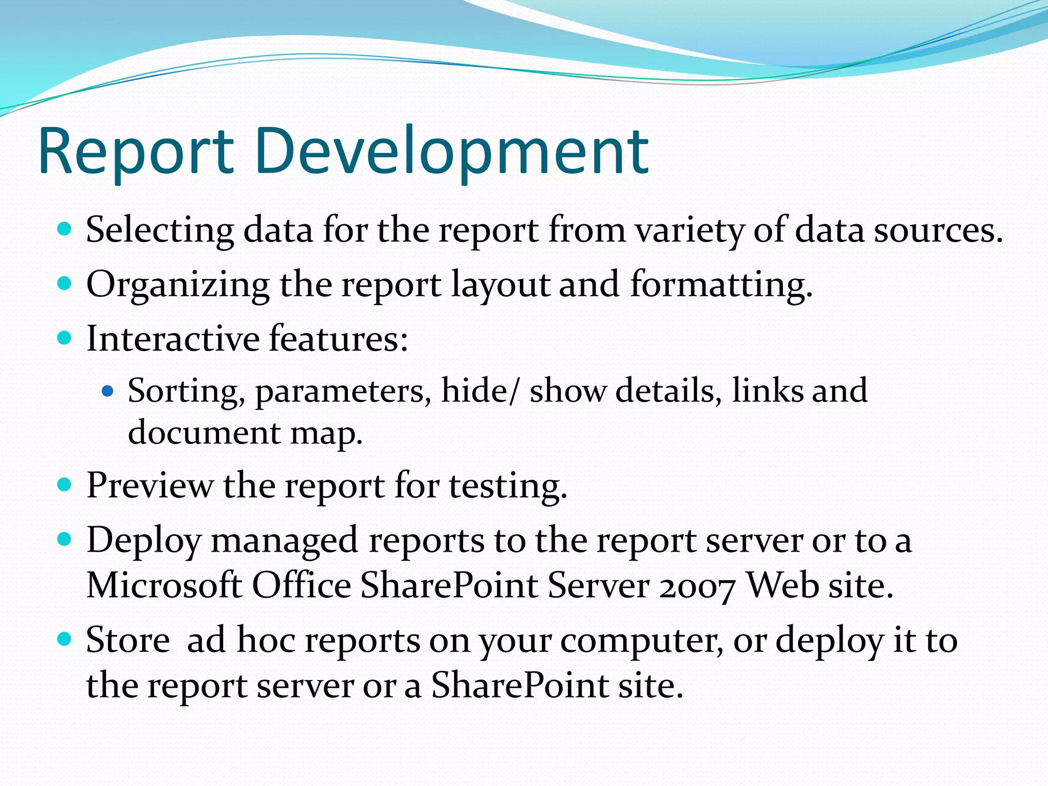 Sql Server Reporting Services Pptx Databases Computer Software And Applications