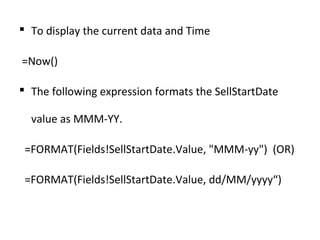 Ssrs expressions | PPT