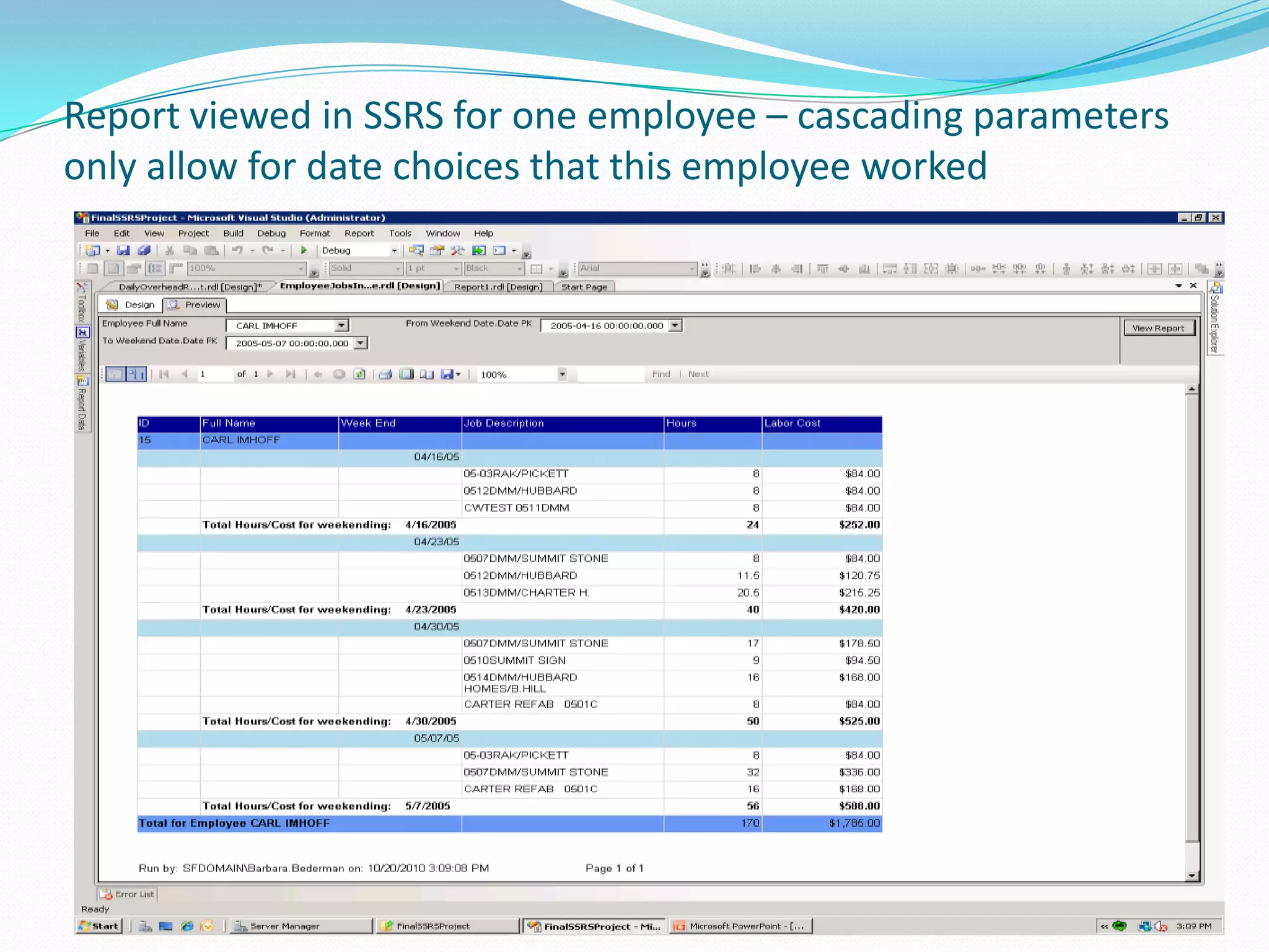 SSRS Presentation | PPTX | Databases | Computer Software and Applications
