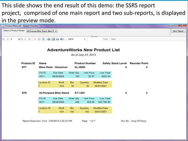 SSRS Sub-Report Demo Hong-Bing Li | PPT