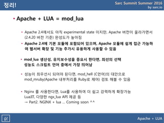 LUA를 이용한 스마트한 웹서버 만들기 (Ray. Lee) | PDF