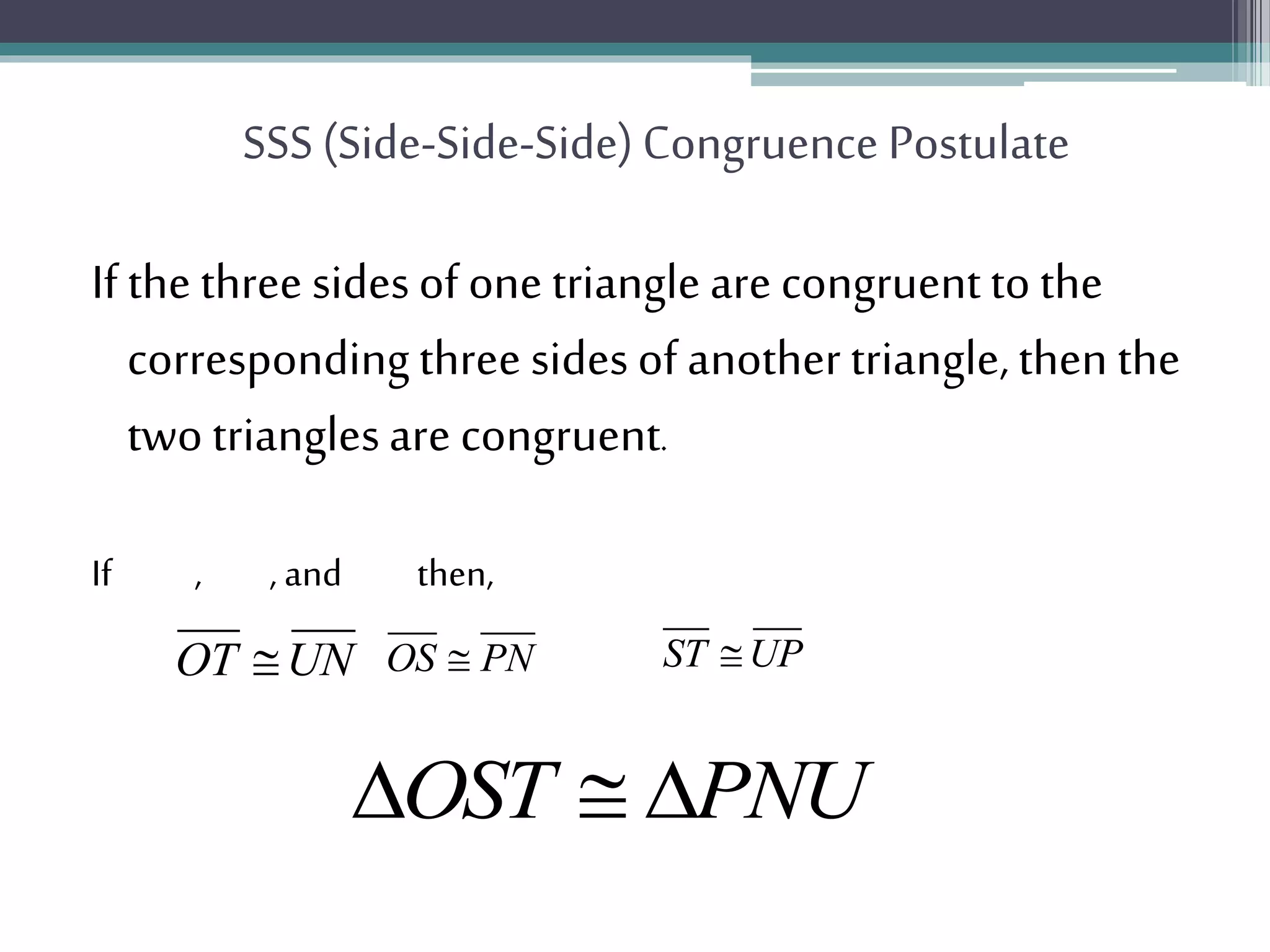 Sss congruence Postulate | PPTX